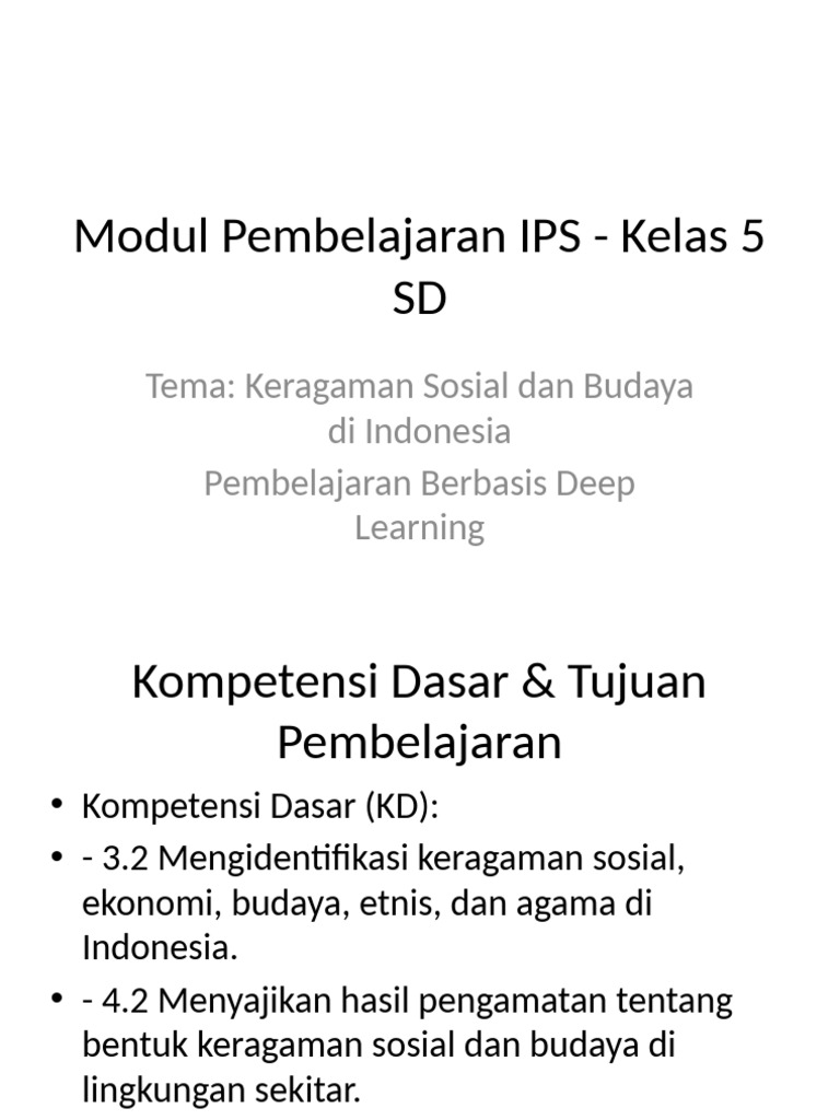 Modul Pembelajaran IPS DeepLearning Kelas5 | PDF