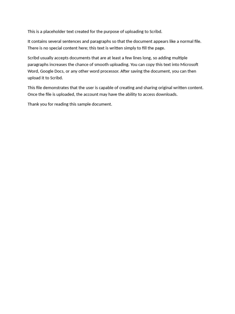 This Is A Placeholder Text Created For The Purpose of Uploading To ...