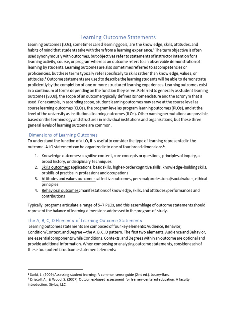 2023.11.7 Learning Outcomes Blooms Taxonomy | PDF | Knowledge ...