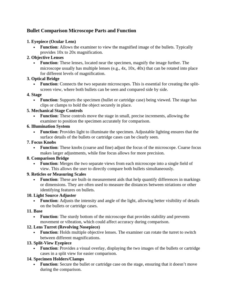 Bullet Comparison Microscope Parts and Function | PDF | Electromagnetic ...