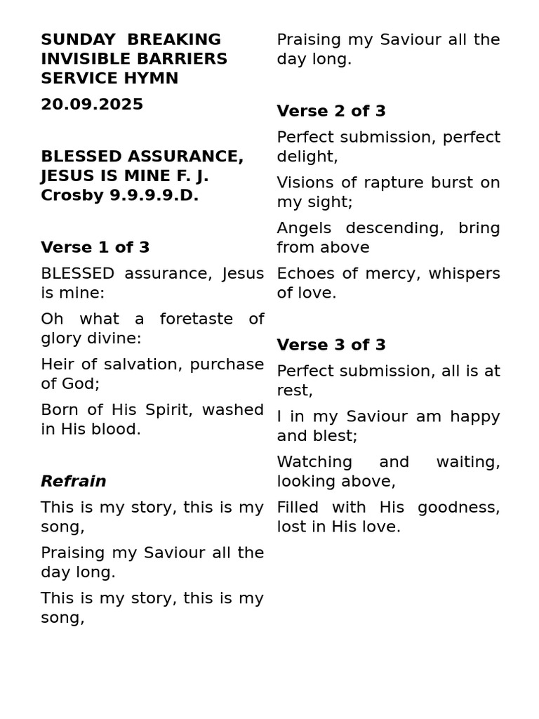 Hymn - Blessed Assurance-3 | PDF