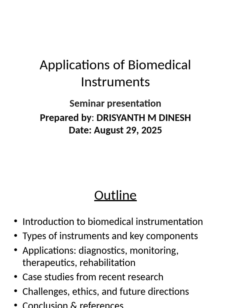 Biomedical Instrumentation Applications | PDF | Monitoring (Medicine ...