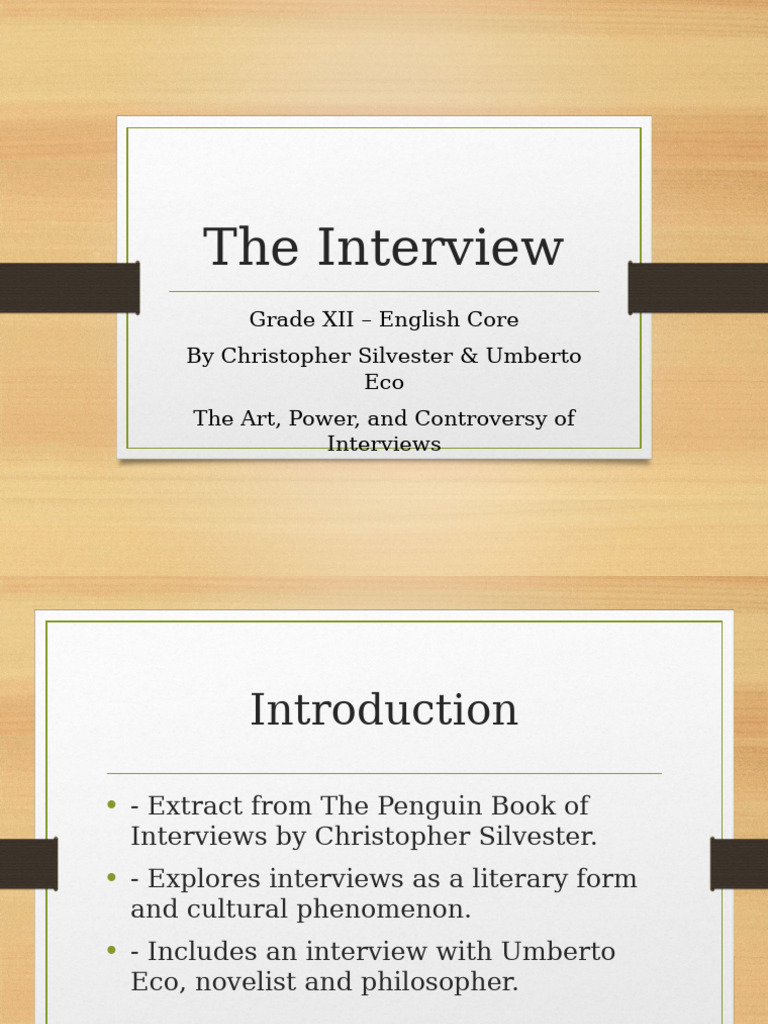 The Art and Controversy of Interviews | PDF | Semiotics | Liberal Arts ...