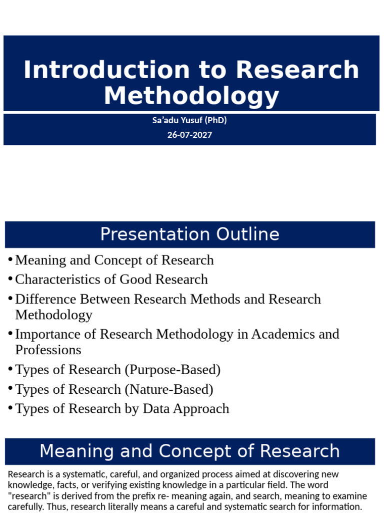 Research Methodology Overview Guide | PDF | Methodology | Experiment