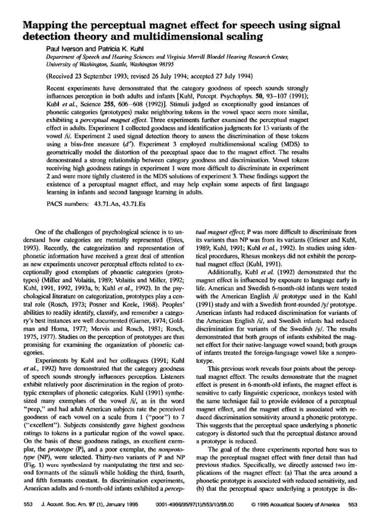 Mapping The Perceptual Magnet Effect For Speech Using Signal Detection Theory and ...