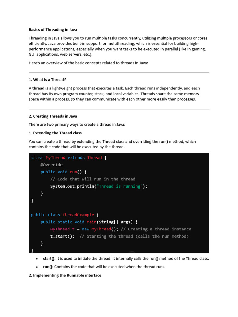 Basics of Threading in Java | PDF | Thread (Computing) | Process (Computing)
