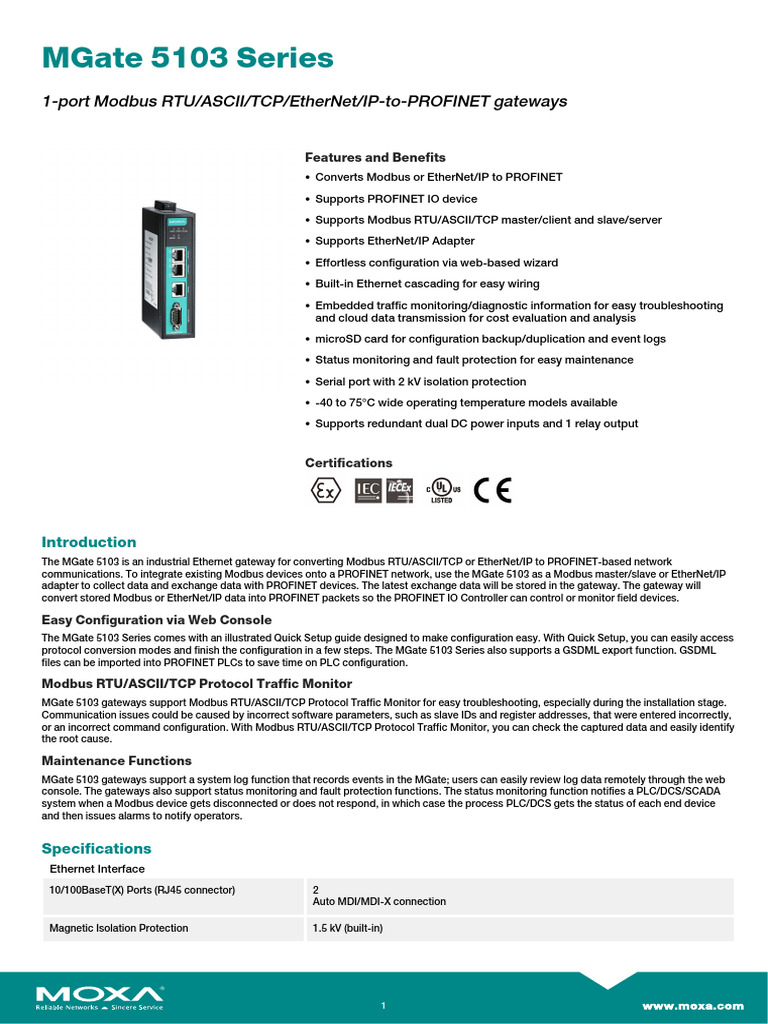4 Moxa-Mgate-5103-Series-Datasheet-V1.4 | PDF | Port (Computer Networking) | Transmission ...
