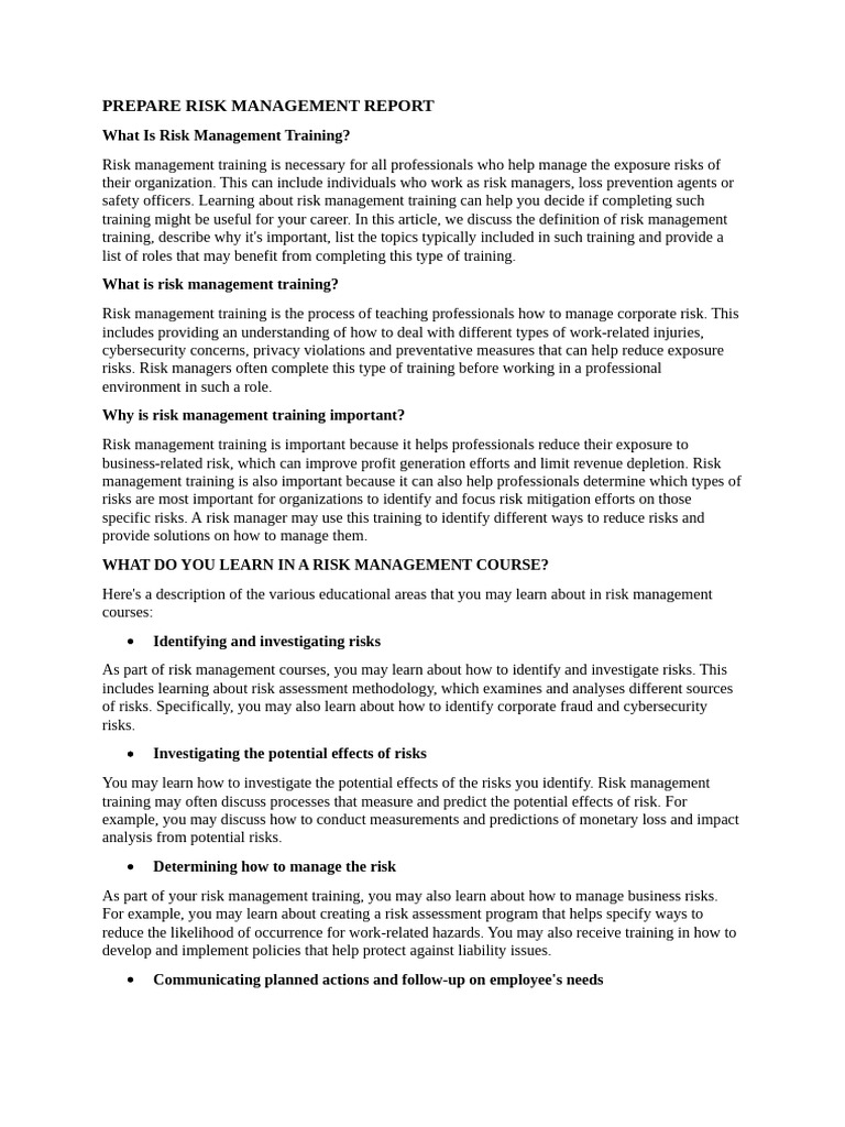 Essential Risk Management Training Guide | PDF | Risk Management | Risk