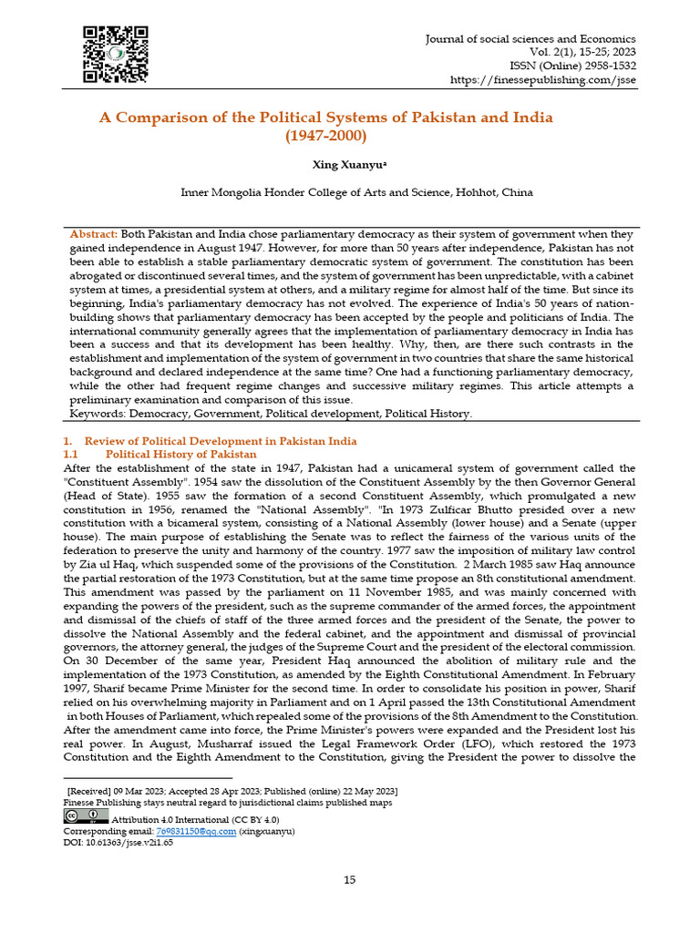 A Comparison of The Political Systems of Pakistan | PDF | Indian ...