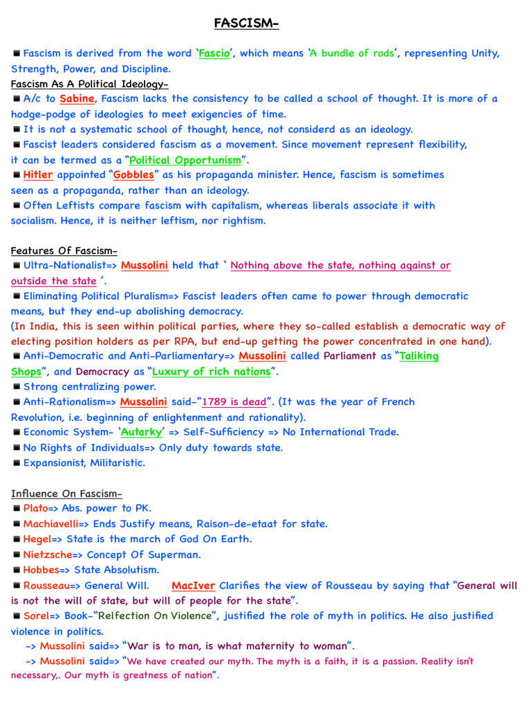 Understanding Fascism: Ideology and Features | PDF | Fascism | Forms Of ...