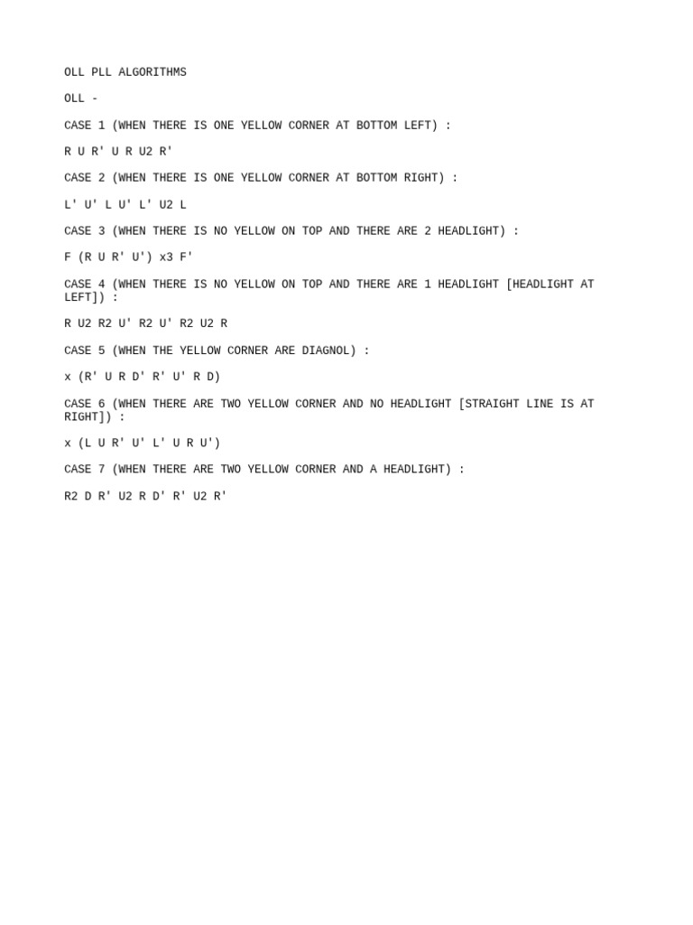 Oll PLL | PDF