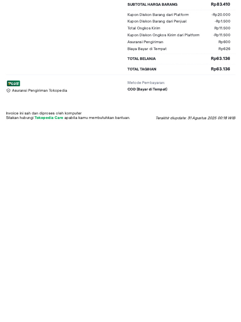 Invoice Pembelian Barang | PDF