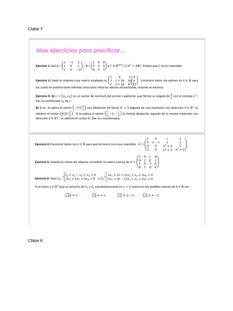 Ejercicios Primer Parcial Álgebra | PDF