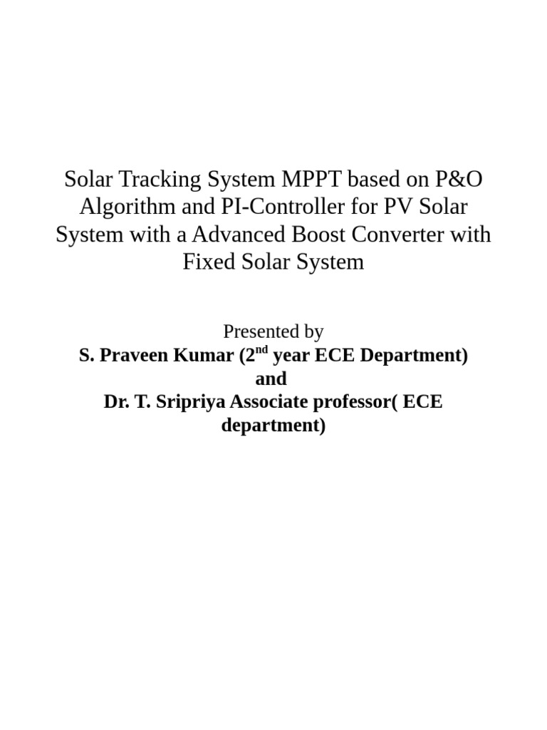 Solar Tracking MPPT System with PI-Controller | PDF | Photovoltaics ...