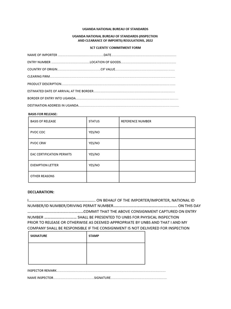 Importer ID Number Commitment Form | PDF