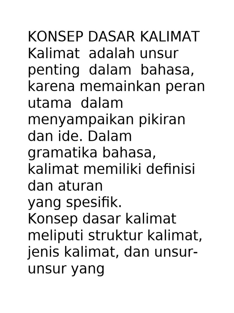 Konsep Dasar Kalimat | PDF