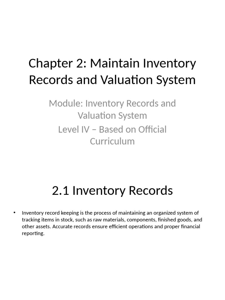Inventory Records and Valuation Guide | PDF | Inventory | Logistics