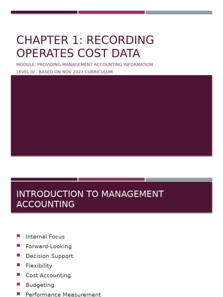 Management Accounting Cost Data Overview | PDF | Accounting ...