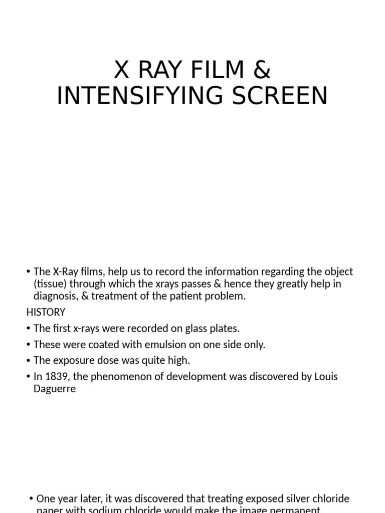 X-Ray Film and Intensifying Screen Overview | PDF | Chemical Substances ...