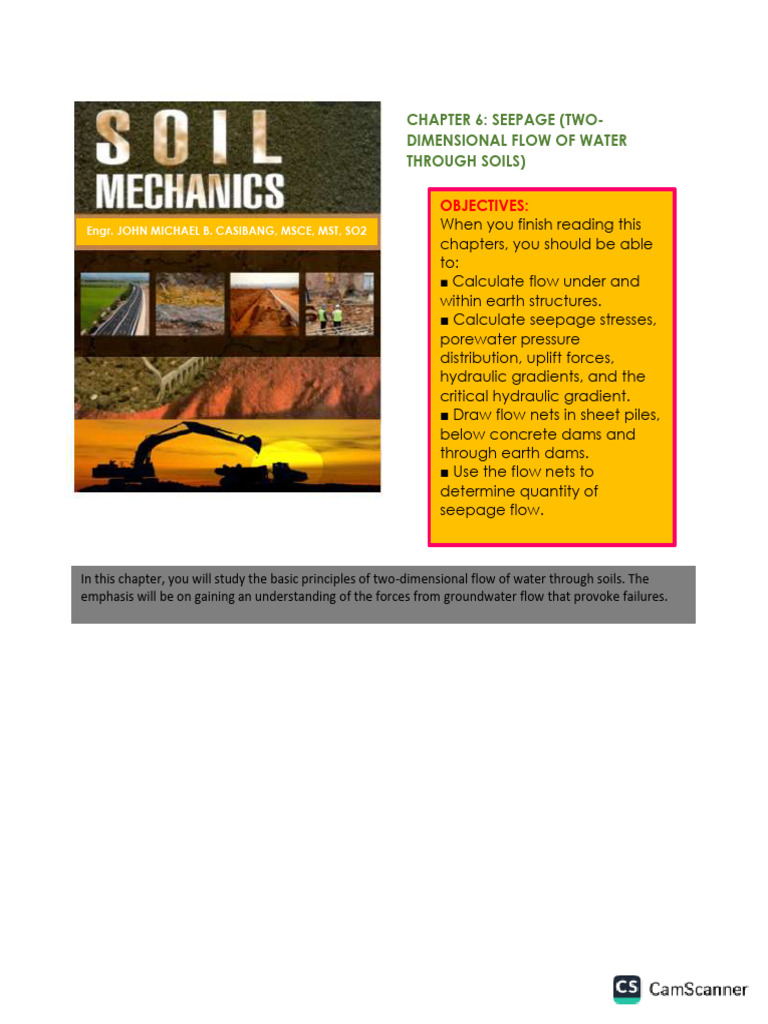 Chapter Vi - Seepage (Two Dimensional Flow of Water Through Soils ...