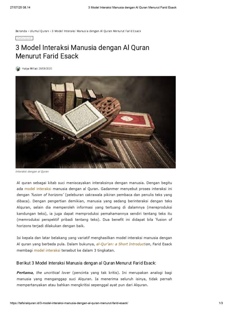 3 Model Interaksi Manusia dengan Al Quran | PDF