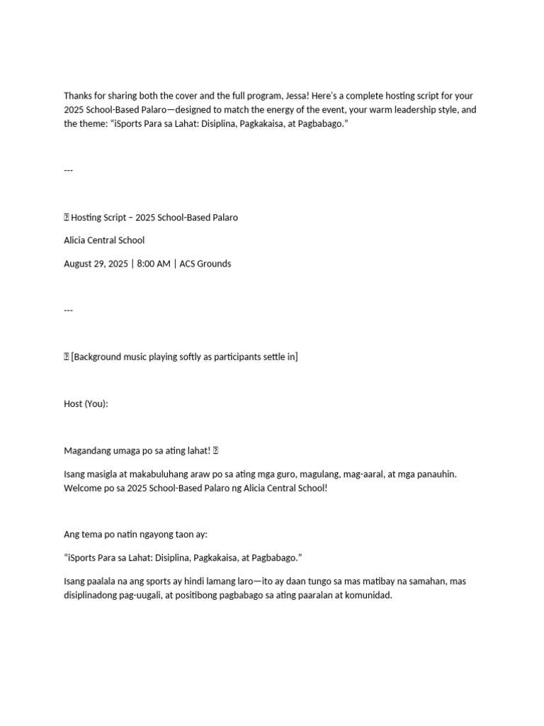 Intrams Script | PDF