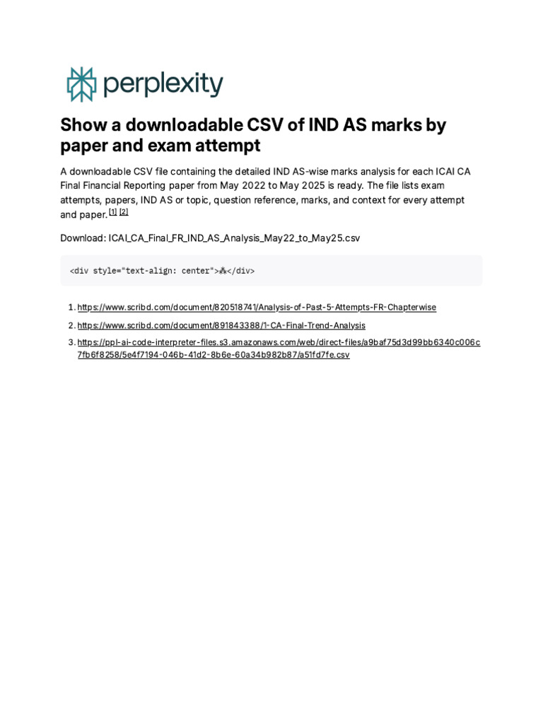 Show A Downloadable CSV of IND As Marks by Paper A | PDF