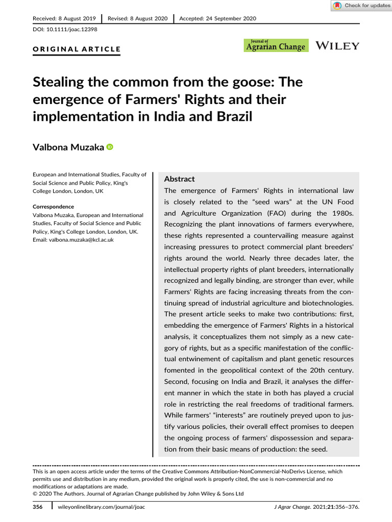 Journal of Agrarian Change - 2020 - Muzaka - Stealing The Common From ...