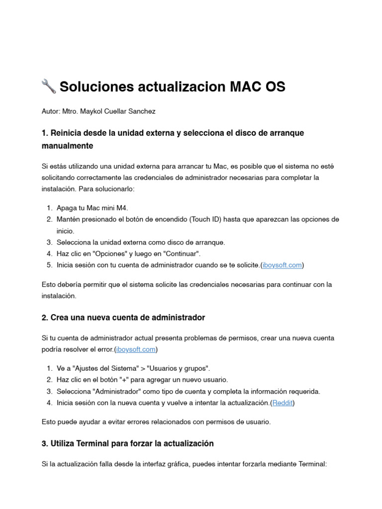 Soluciones Actualizacion MAC OS | PDF | Mac OS | Arranque