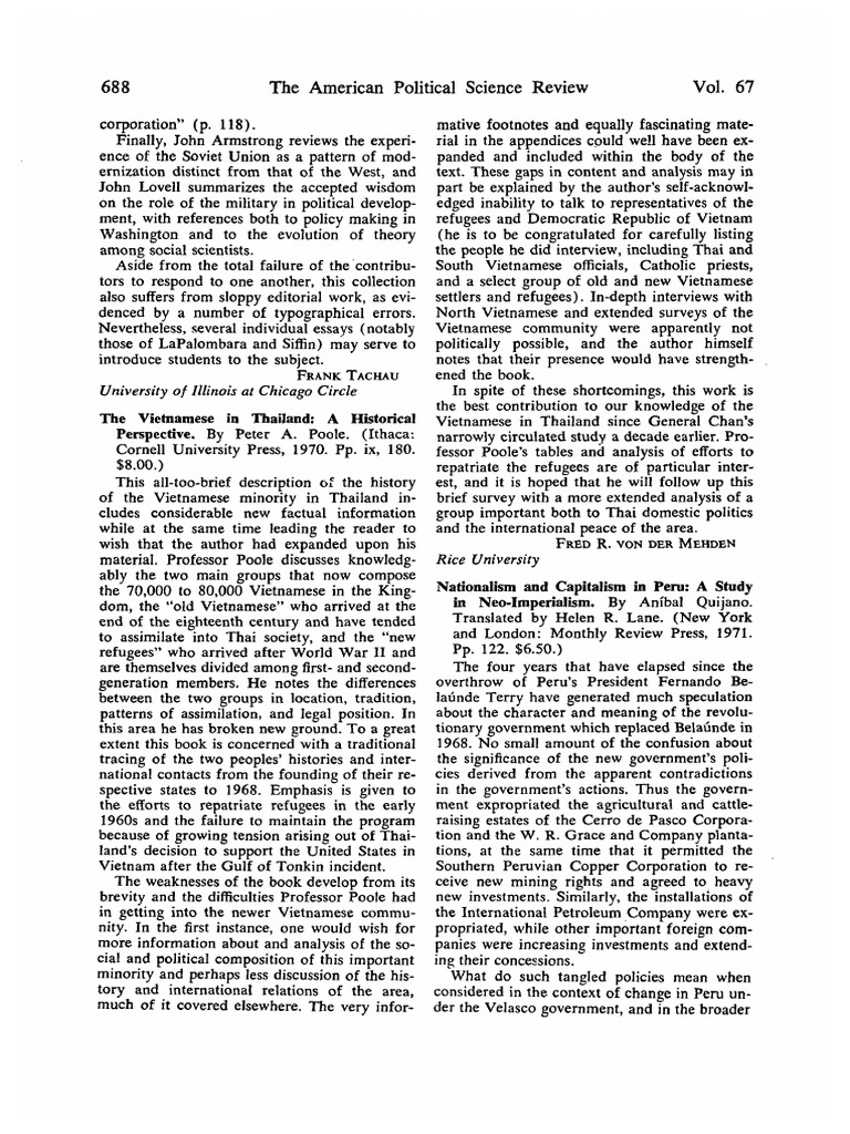 The American Political Science Review Vol. 67: University of Illinois ...