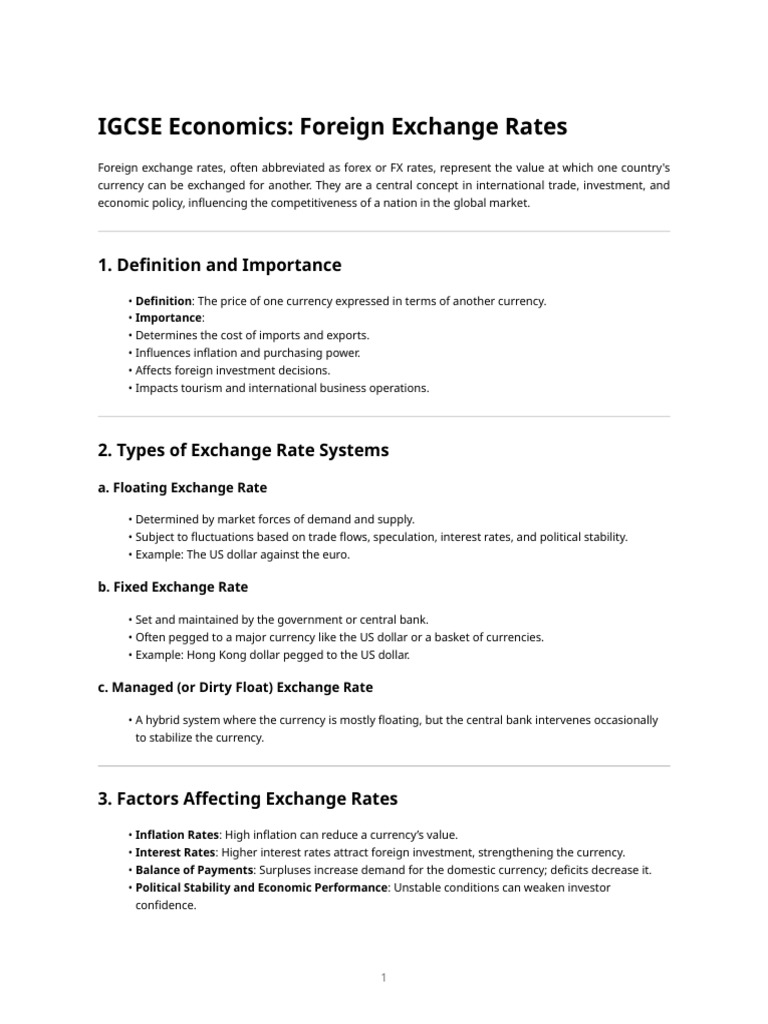 Igcse Foreign Exchange Rates | PDF | Exchange Rate | Currency ...