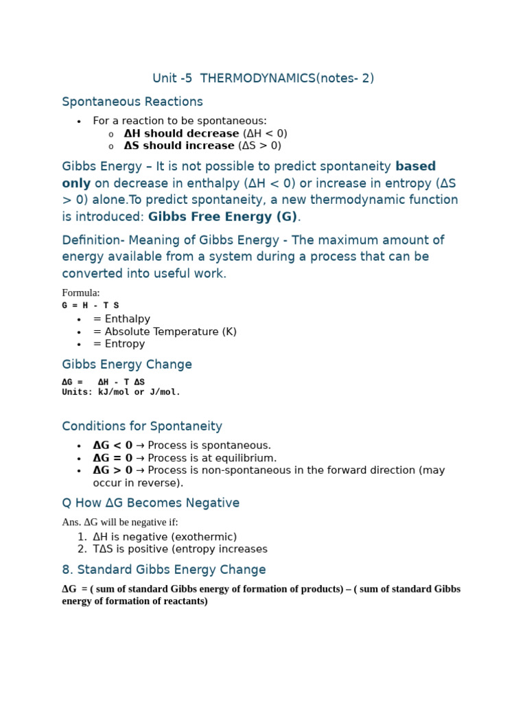 Unit 5 Thermodynamics (Notes-2) | PDF