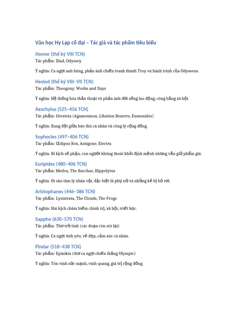 Van Hoc Hy Lap | PDF