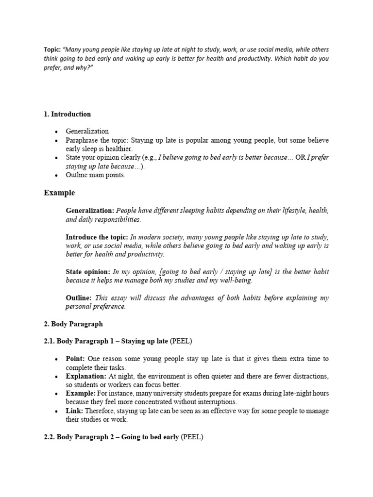 Writing - Opinion Essay - Staying Up Late - 1 | PDF | Sleep ...