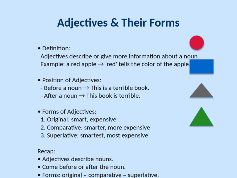 Understanding Adjectives and Their Forms | PDF