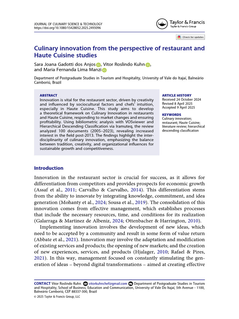 Culinary Innovation From The Perspective of Restaurant and Haute ...