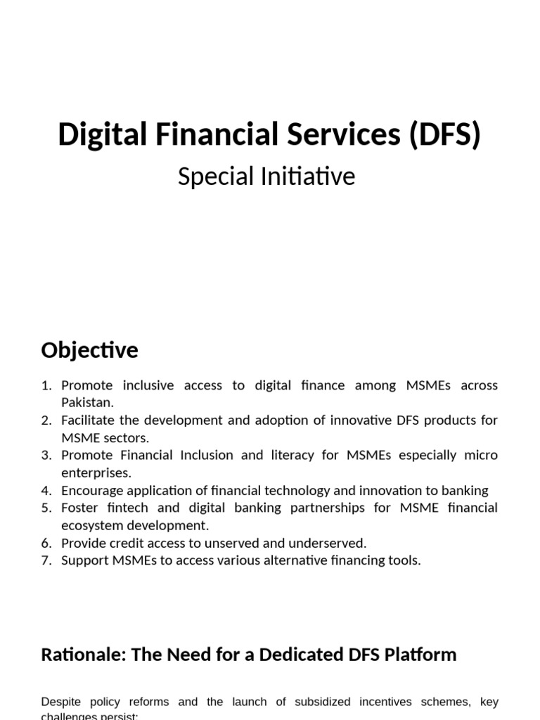 DFS Presentation v.2 | PDF | Financial Inclusion | Financial Technology
