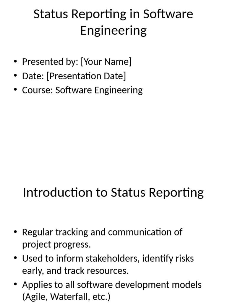 Effective Status Reporting in Software Engineering | PDF | Agile ...
