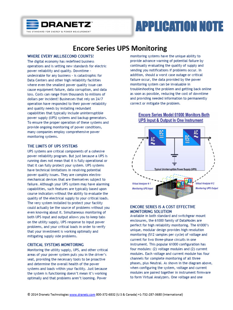 Encore Series UPS Monitoring Solutions | PDF | Reliability Engineering ...