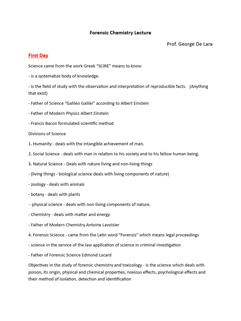 Forensic Chemistry Overview and Principles | PDF | Science | Forensic ...