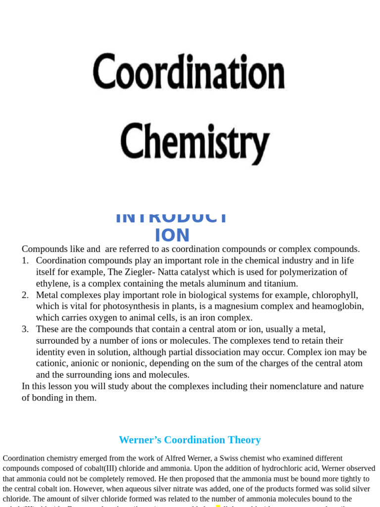 Introduction to Coordination Chemistry | PDF | Coordination Complex ...