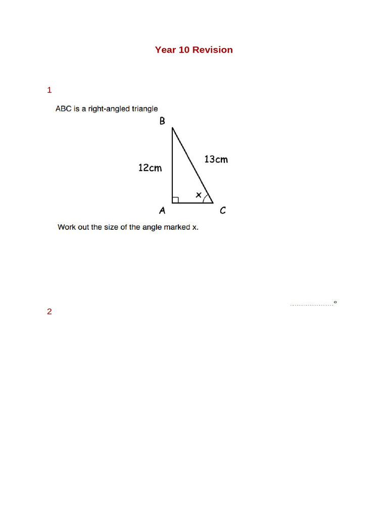 Year 10 Revision With MS | PDF