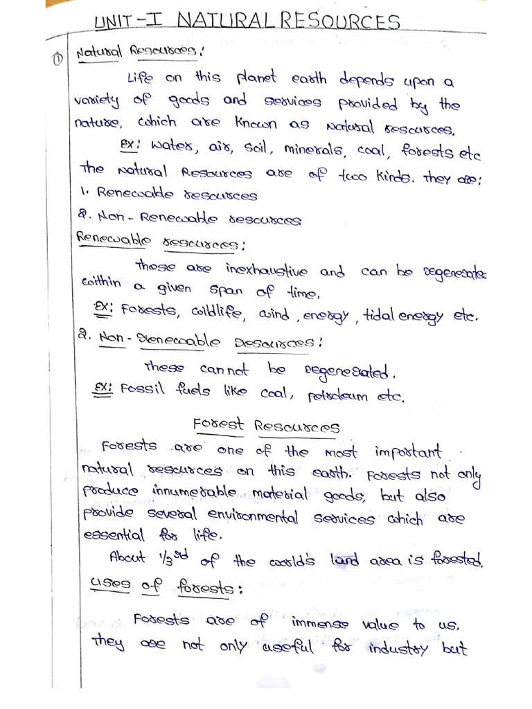 ES - NATURAL - RESOURCES Notes Sustainable Development | PDF