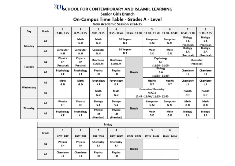 A Level Time Table 2024-25-1 | PDF