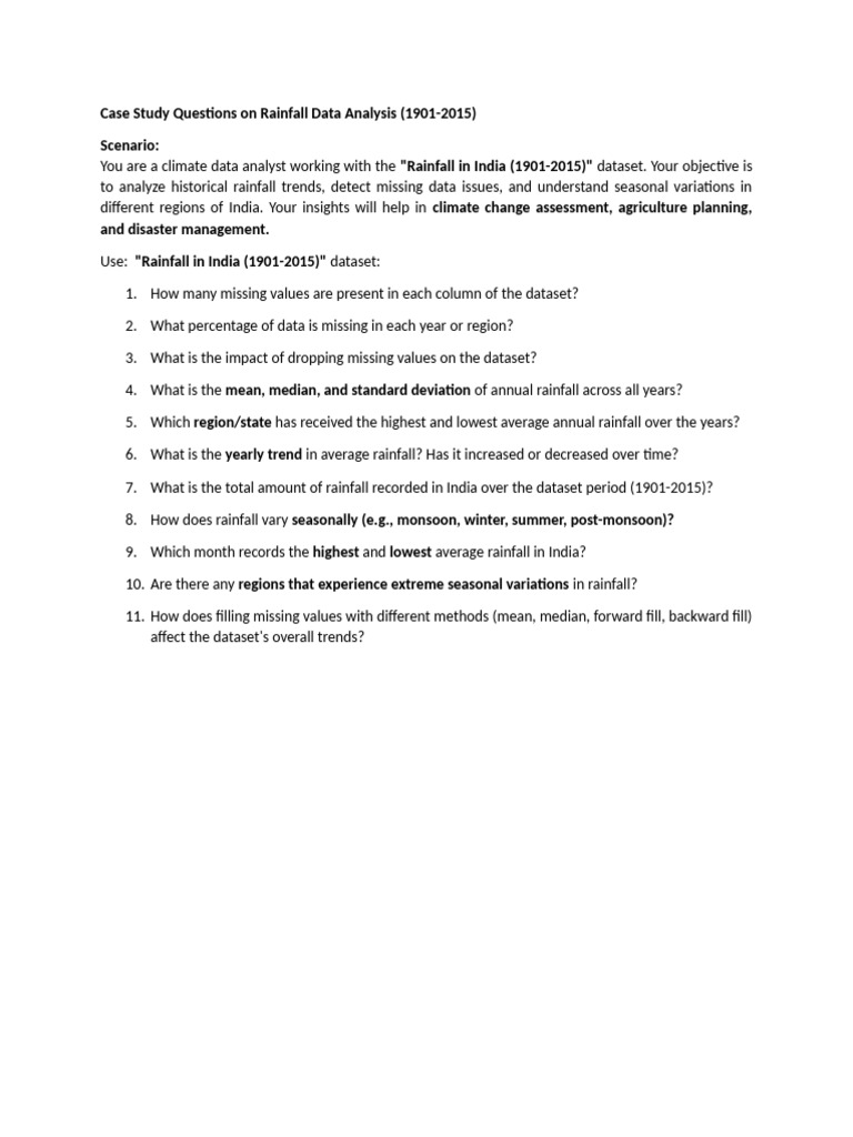 Rainfall Data Analysis Case Study (1901-2015) | PDF