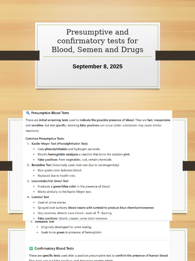 Presumptive Test For The Presence of Blood | PDF