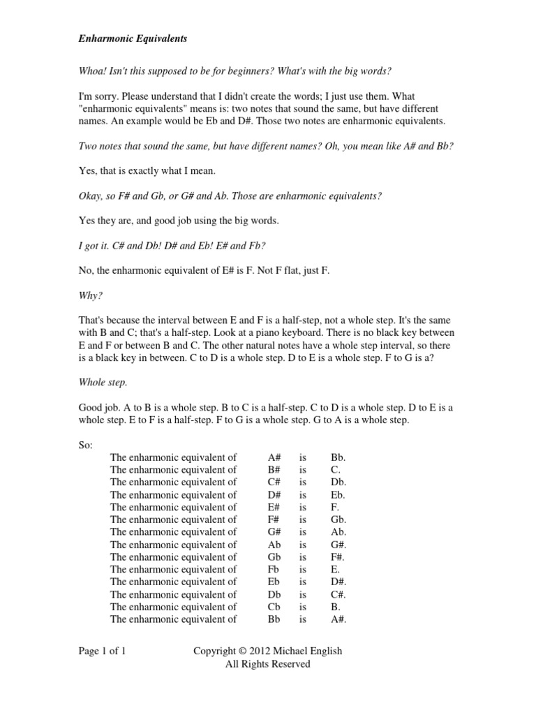 Enharmonic Equivalents Explained | PDF