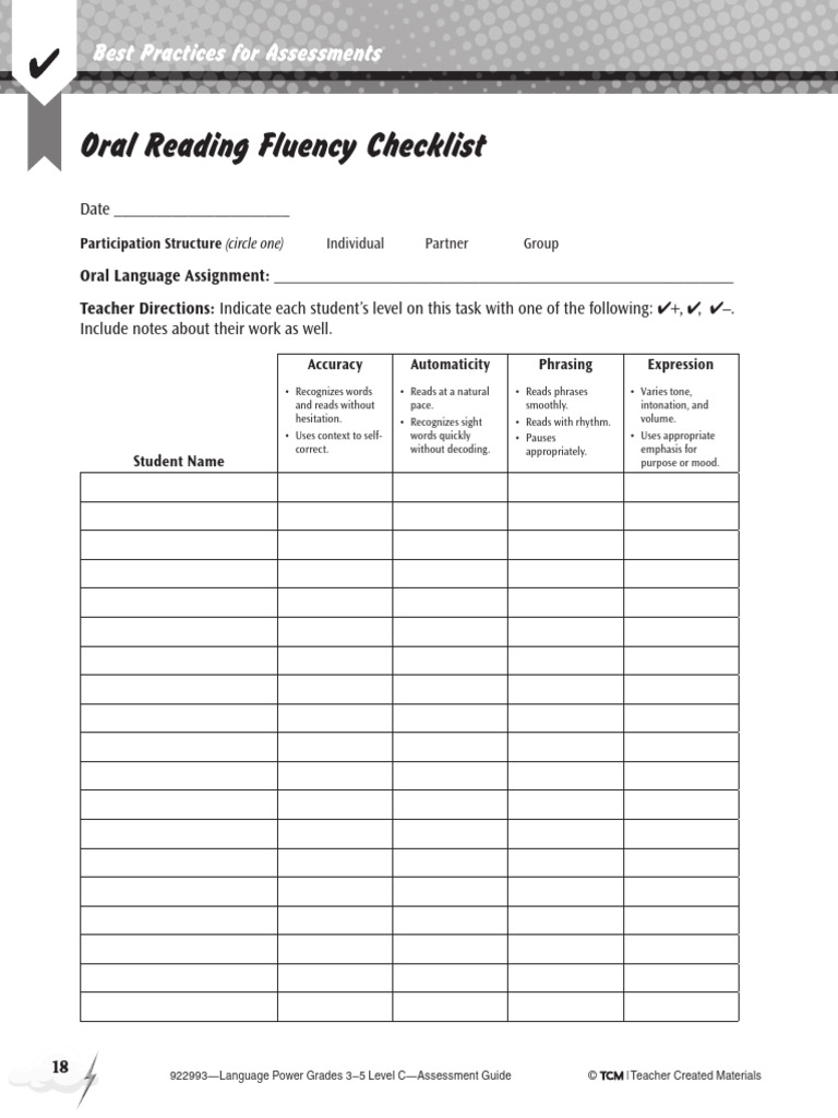 Oral Reading Fluency Assessment Guide | PDF