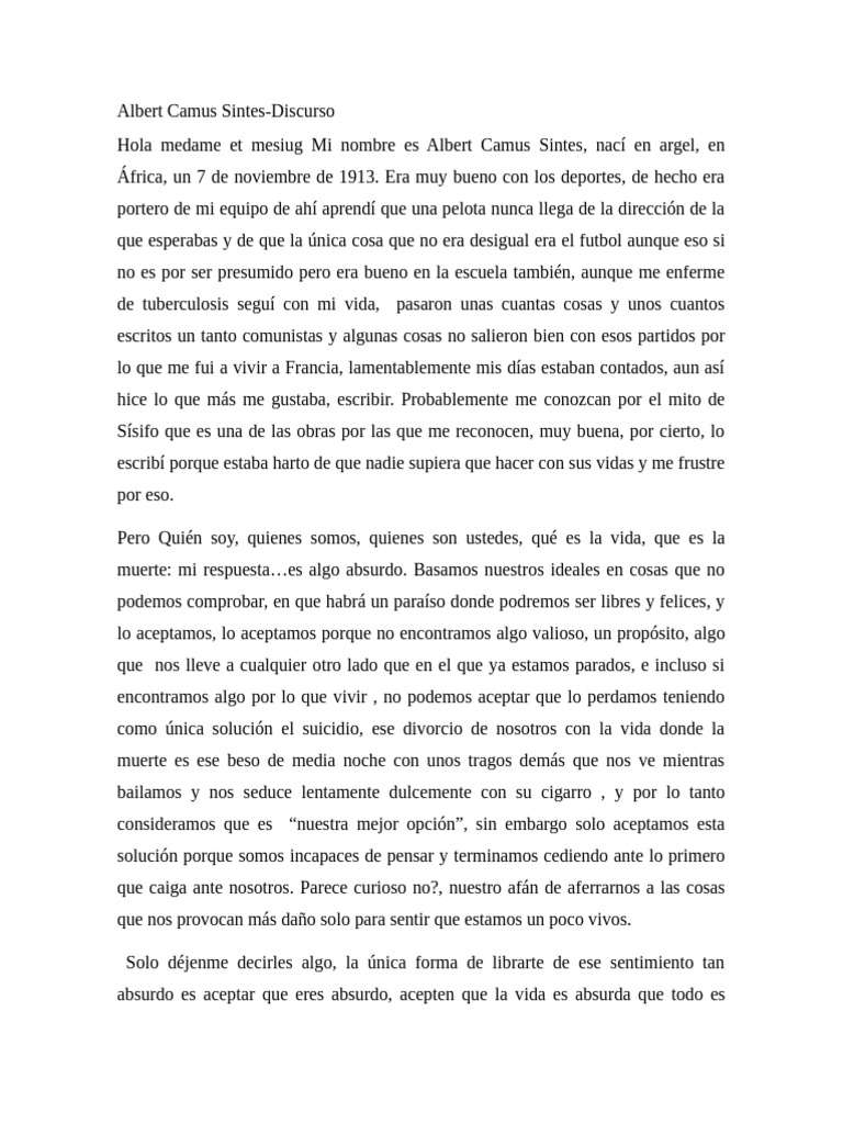 Albert Camus Sintes | PDF | Amor | Albert Camus