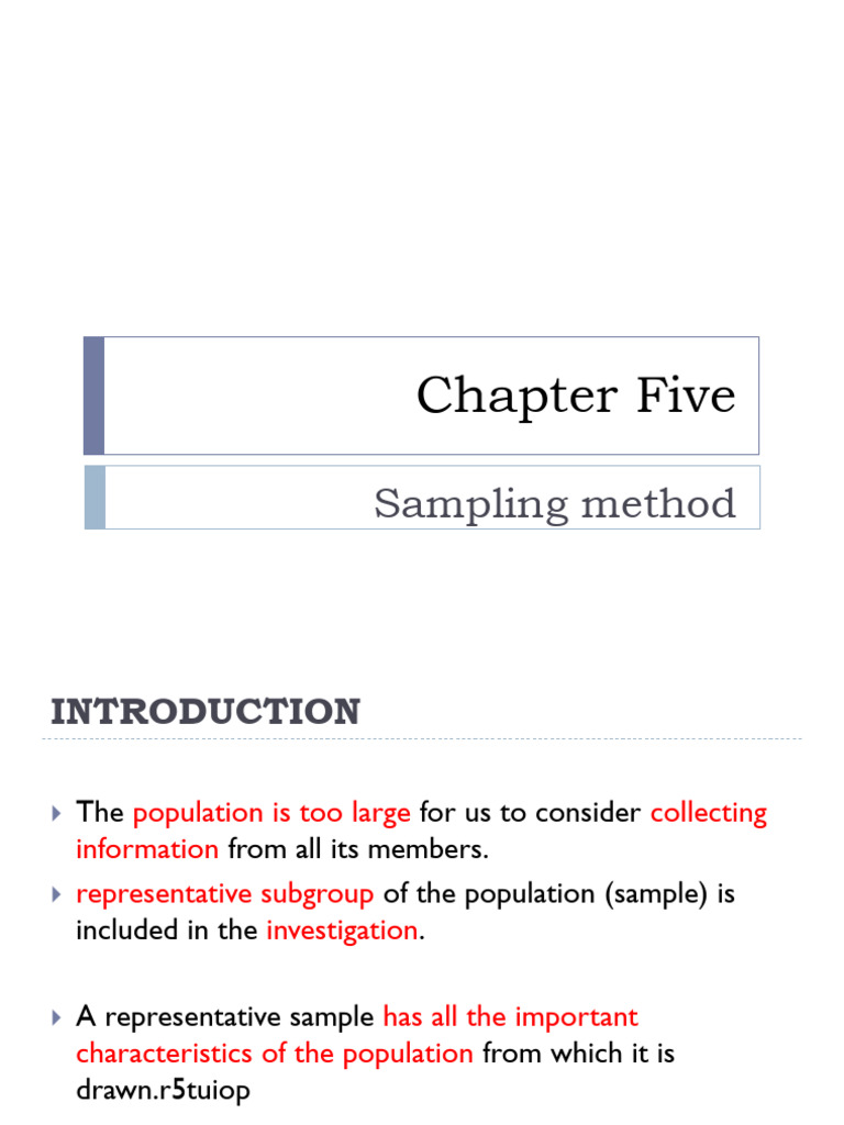Chapter Five Sampling Methods | PDF | Sampling (Statistics) | Stratified Sampling